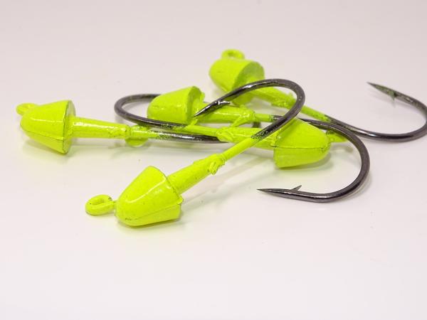 Chicken Richard Jig Heads, Chartreuse Head, 3/0, 1/4 oz, qty 5 ...