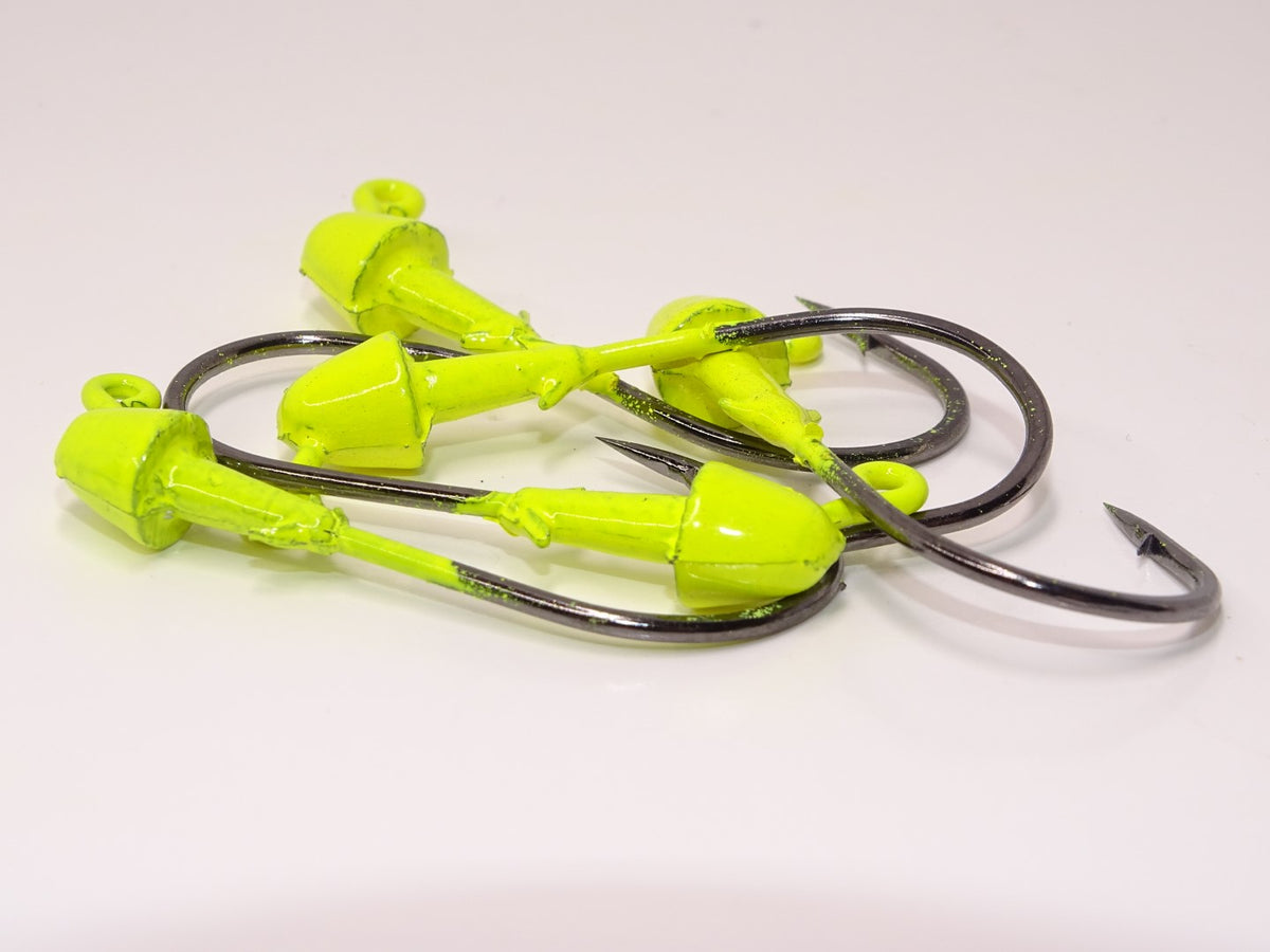 Chicken Richard Jig Heads, Chartreuse Head, 3/0, 1/8 oz, qty 5 ...