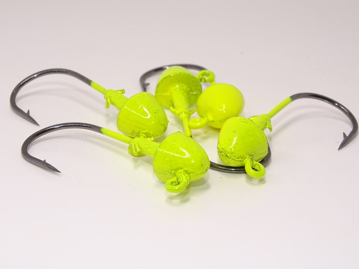 Chicken Richard Jig Heads, Chartreuse Heads,3/0, 3/8 oz, qty 5 ...